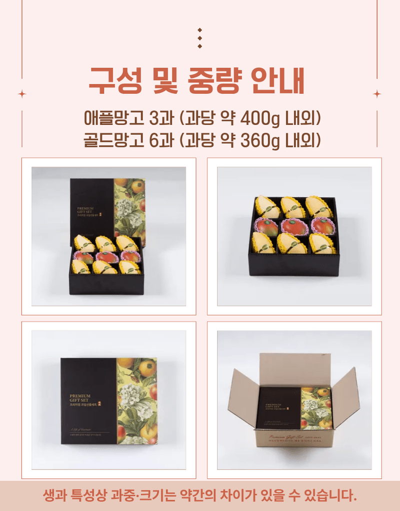 [프리미엄 수입망고] 애플망고3 골드망고6 혼합 9구 선물세트 - 팜모닝